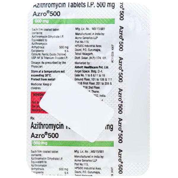 Buy Azro 500 mg Tablet (5 Tab) in Wholesale Price Online | B2B ...