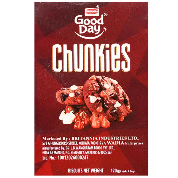 Buy Britannia Good Day Chunkies Triple Choco Chip Cookies 5 x 24 g in ...