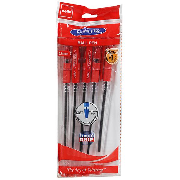 Buy Cello Finegrip Red Ball Pen Pack Of 5 in Wholesale Price Online ...