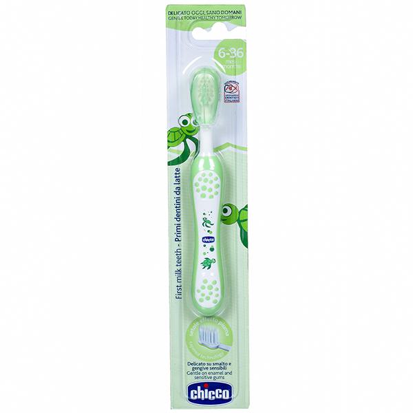 Buy Chicco First Milk Teeth Toothbrush 6-36 Mesi Months CH69580 Green ...