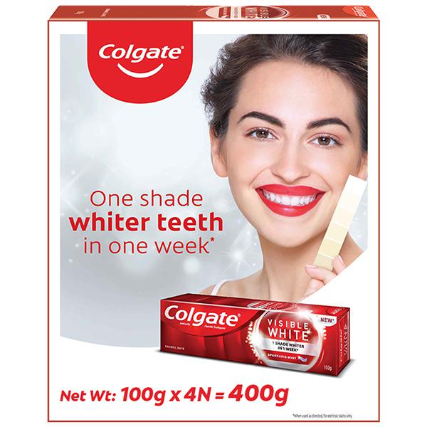 Colgate Visible White Toothpaste 4 x 100 g— Wholesale Bulk | RetailerShakti