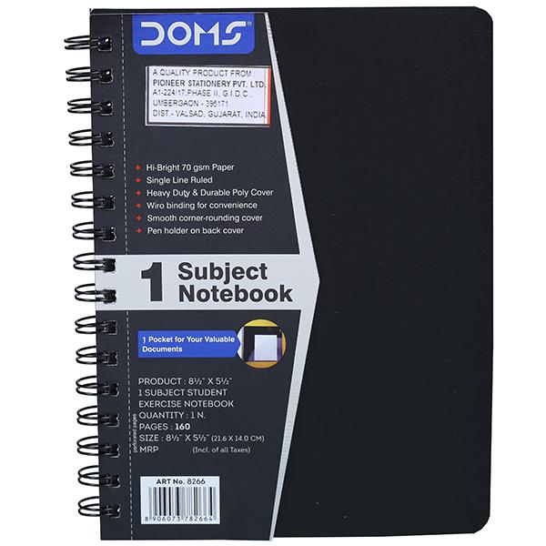 Buy Doms Single Line 1 Subject Spiral Student Exercise Notebook (21.6 x ...