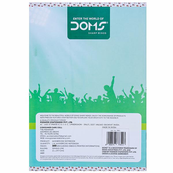 Buy Doms Single Line A4 Exercise Notebook 21 X 29 7 Cm Art No 7851