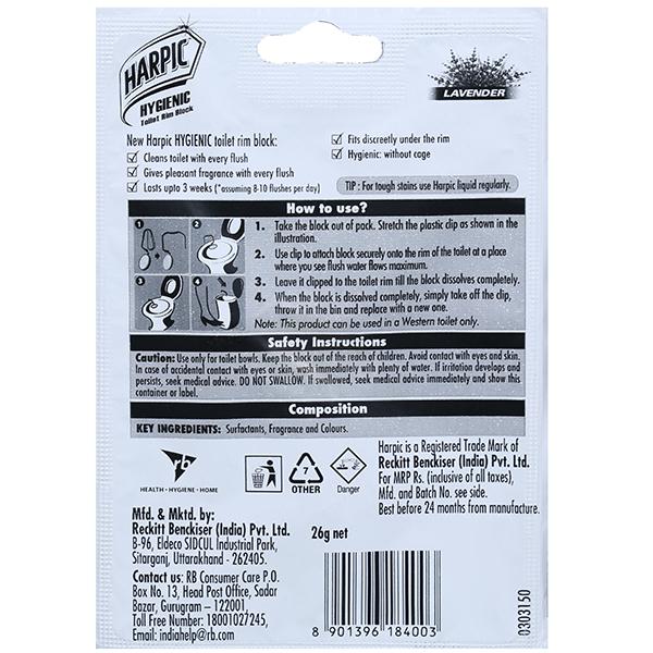 Buy Harpic Hygienic Toilet Rim Block Lavender 26 g in Wholesale Price ...