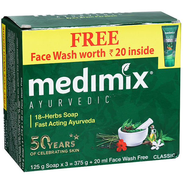 Buy Medimix Classic Ayurvedic Soap (Free Medimix Face Wash 20 ml) 3 x ...