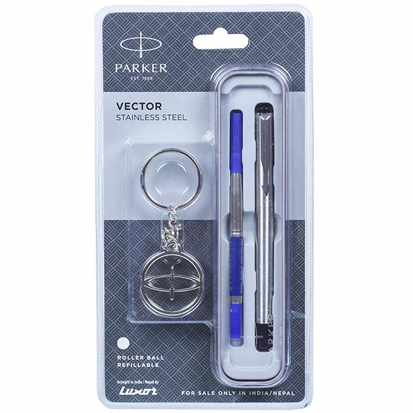 Buy Parker Vector Stainless Steel Roller Refillable Ball Pen (Free ...