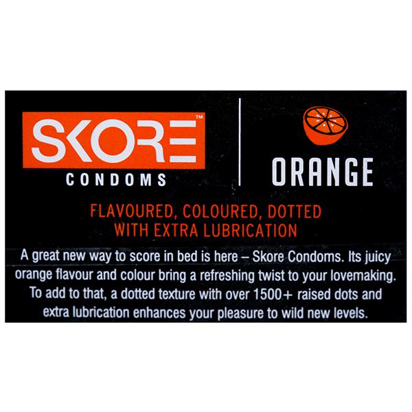 Buy Skore Condoms Orange Flavoured,Coloured & Dotted With Extra ...