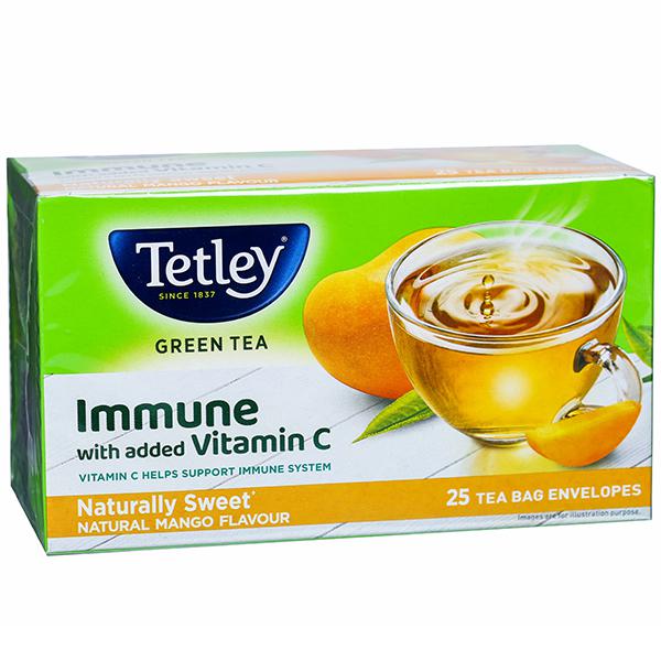 Tetley Green Tea Immune Natural Mango Flavour Tea Bags 25 x 1.3 g ...