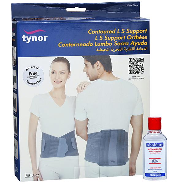 Buy Tynor Contoured L.S.Support (Free Premium Hand Sanitizer 50 ml) XXL ...
