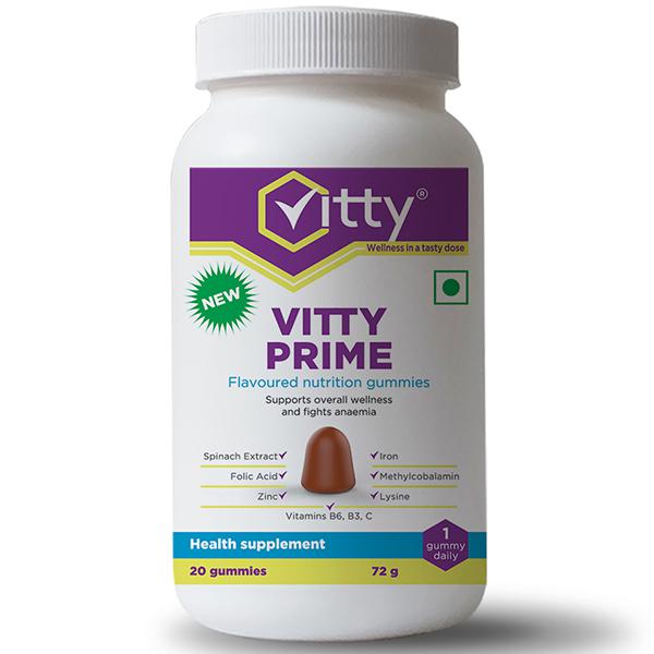 Buy Vitty Prime Raw Mango Flavoured Nutrition Gummies Pack Of 20 in ...