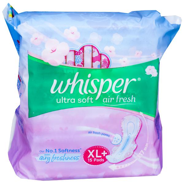 Whisper Ultra Soft Air Fresh XL+ Wings Pack Of 15— Wholesale Bulk ...