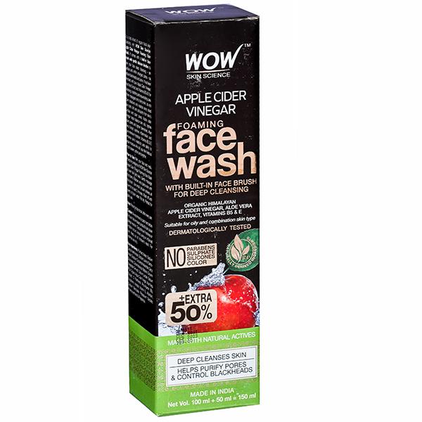 Buy Wow Skin Science Apple Cider Vinegar Foaming Face Wash with Built ...